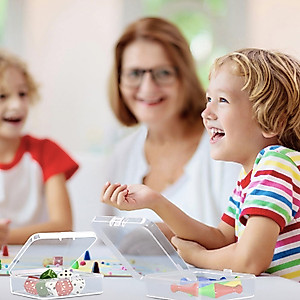 Rocutus 12 Pack Small Clear Plastic Storage Containers with Lids,Beads Storage Box with Hinged Lid for Beads,Earplugs,Pins, Small Items, Crafts, Jewelry, Hardware (4.1 x 4.1 x 1.4 Inches)