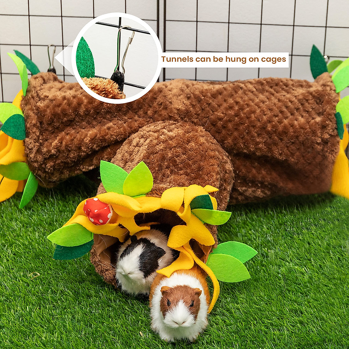 ORZECHKO Guinea Pig Hideout - 3 Way Collapsible Small Animal Tunnel Tubes Toy for Rat Hamster Guinea Pig Hedgehog Chinchilla Lizard Baby Rabbit - Playing Sleeping Resting Guinea Pig Cage Accessories