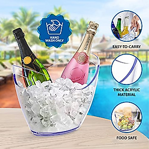 Ice Bucket - Ice Buckets for Parties - Clear Acrylic Champagne Bucket - Ice Bucket for Beer, Wine and Champagne with Easy-to-Carry Handles- 6pk