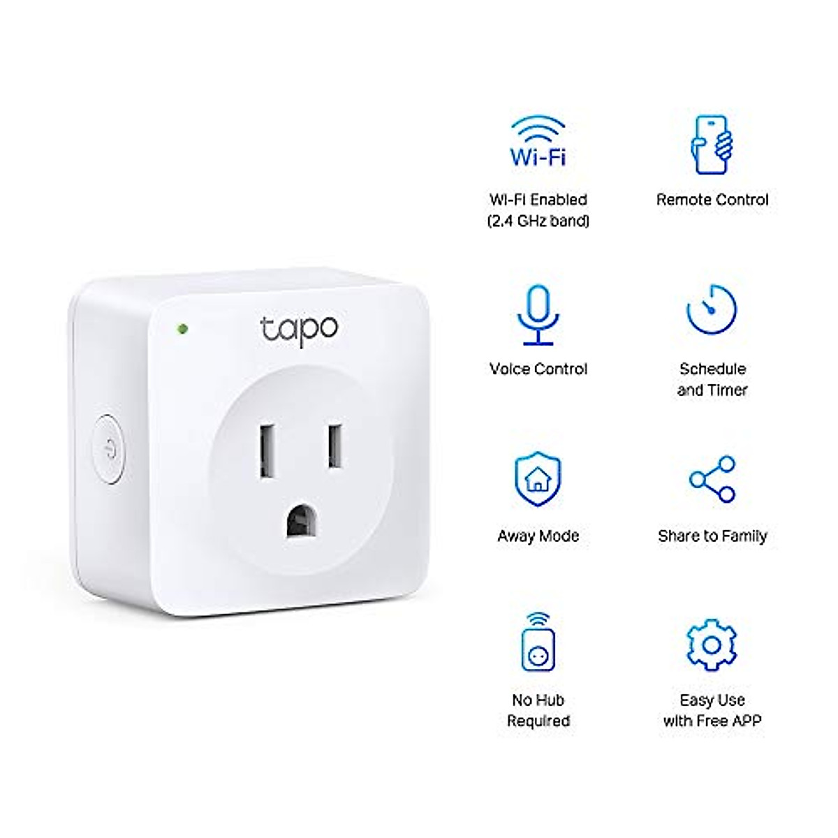 TP-Link Tapo Smart Plug Mini, Smart Home Wifi Outlet Works with Alexa Echo & Google Home, No Hub Required, Remote Control Your Home Appliances from Anywhere, New Tapo APP Needed (P100)