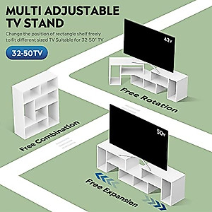 DEVAISE 3 Pieces Console TV Stand for 45 50 55 inch TV, TV Table Modern Entertainment Center Media Stand, Storage Bookcase Shelf for Living Room, White