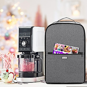 LUXJA Dust Cover Fits for Ninja CREAMi NC501, NC301, NC299AMZ, Ice Cream Maker Dust Cover Compatible for Ninja Ice Cream Maker Machine with Accessories Pockets, Gray