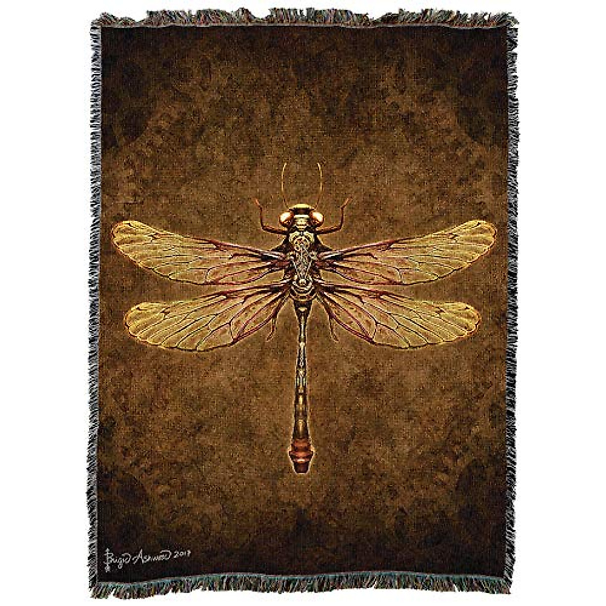 Pure Country Weavers Steampunk Dragonfly Blanket by Brigid Ashwood - Gift Fantasy Tapestry Throw Woven from Cotton - Made in The USA (72x54)