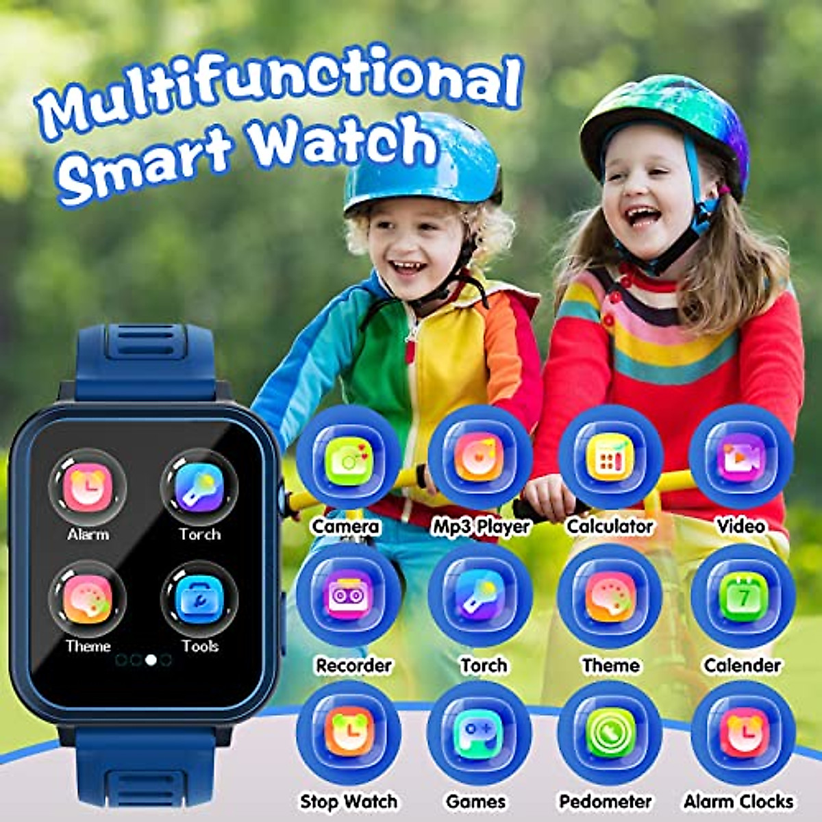 Sedzofan Smart Watch for Kids with 24 Puzzle Games HD Touch Screen Camera Video Music Player Pedometer Alarm Clock Flashlight 12/24 hr Kids Watches Gift for 4-12 Year Old Boys Girls Toys for Kids