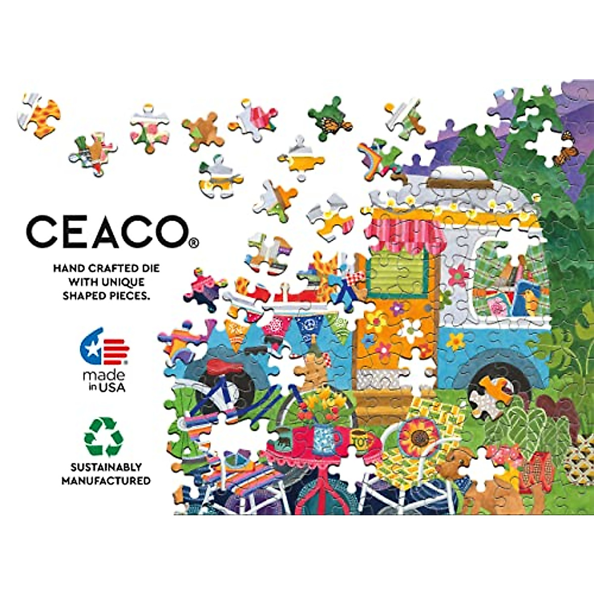Ceaco - Happy Camper - Mountain Camper - Oversized 300 Piece Jigsaw Puzzle, 19 x 19