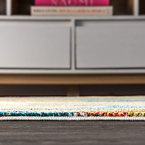 JONATHAN Y CTP106B-4 Contemporary POP Modern Abstract Vintage Waterfall Blue/Cream/Yellow 4 ft. x 6 ft. Area-Rug, Bohemian,Easy-Cleaning,ForBedroom,Kitchen,LivingRoom, Non Shedding