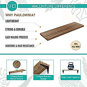 Wallniture Arras Floating Shelves for Wall, Wood Wall Shelves for Bedroom Decor, Burned Set of 6