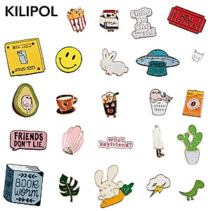 20 PCS Mixed Enamel Brooch Pins Bulk Set | Decoration Lapel Pin Clothes Accessories Birthday Christmas Festival Gift for Girls Women, No Repetition ( Random Style )