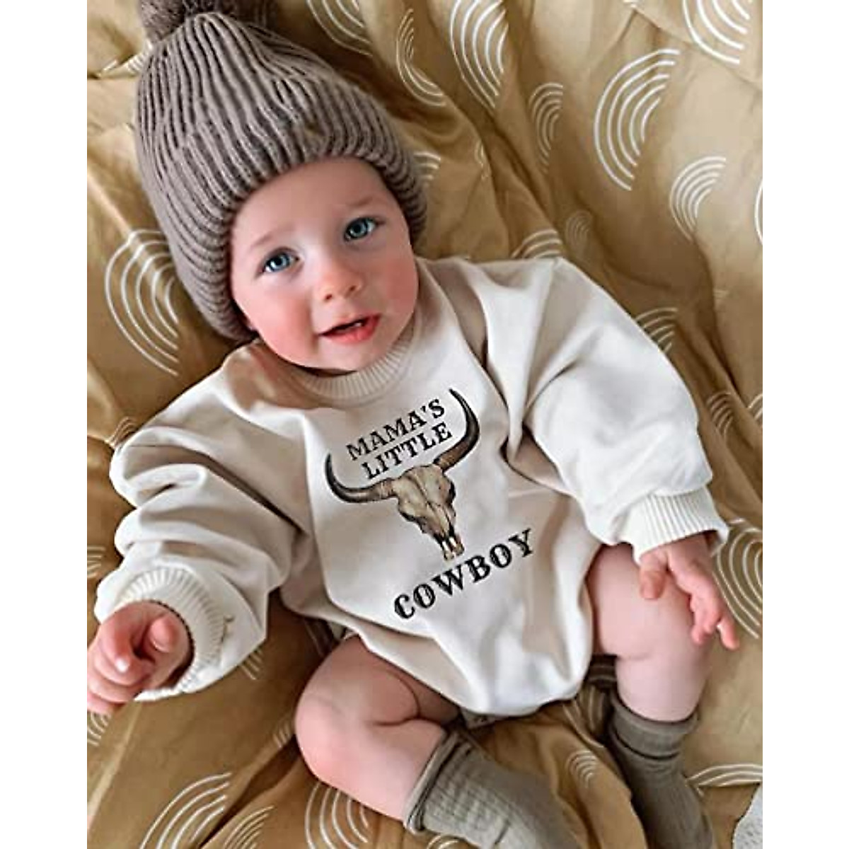 Karuedoo Newborn Baby Girl Boy Cow Print Sweatshirt Romper Crewneck Oversized Onesie Long Sleeve Outfit Cute Fall Clothes (A Coffee Gray, 0-3 Months)