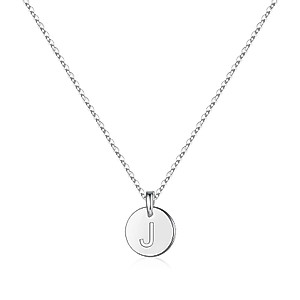 Mothers Day Birthday Gifts S925 Sterling Silver Initial Necklaces for Girls Women, Tiny Cute Initial Pendant Necklace Valentines Birthday Jewelry Gifts for Women Teen Girls, Sterling Silver, No