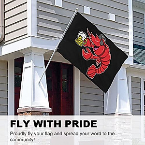 Crawfish Beer Flags Decorative Funny Banners for Outside House Dorm Room Parties
