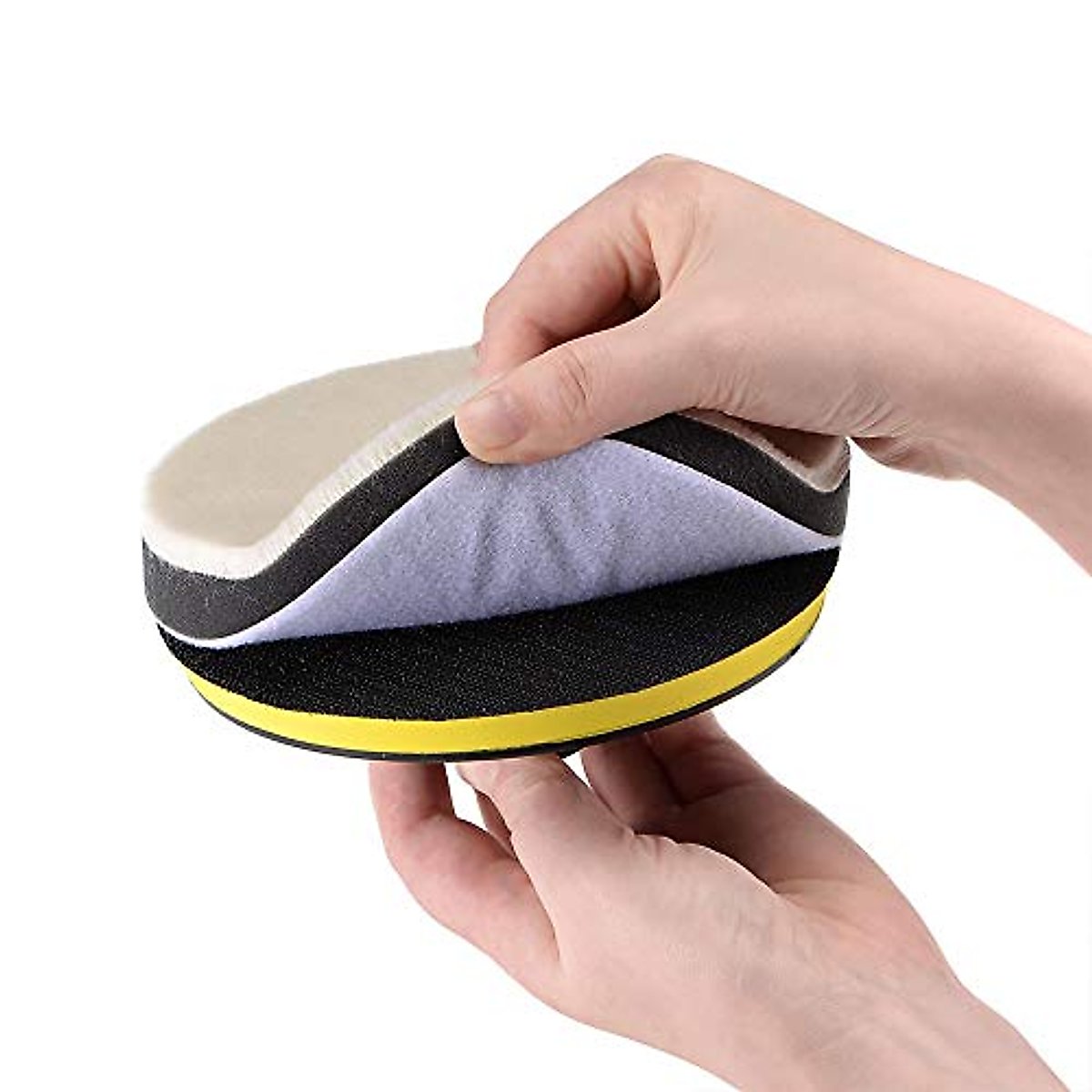 uxcell 2" Wool Felt Sponge Polishing Pad Hook and Loop Buffing Wheel Fine Polishing for Orbital Polisher Buffer 4 Pcs