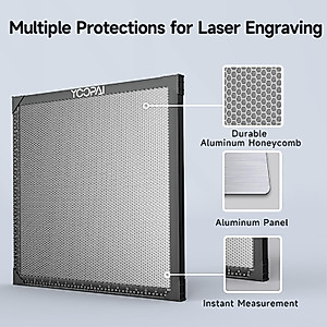 YOOPAI Honeycomb Laser Bed 500x500mm Honeycomb Working Table with Aluminum Panel for Laser Cutter Engraver Accessories, Desktop Protection, Fast Heat and Smoke Dissipation 19.7"x19.7"