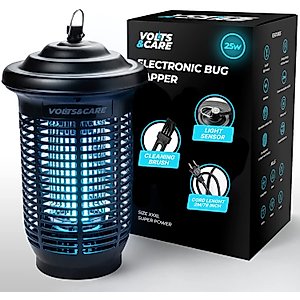 Electric Black Outdoor Mosquito Zapper 25W Total Power - Waterproof Zapper - Indoor Mosquito Repellent Fly Traps - Outdoor Bug Killer Fly Zapper Indoor