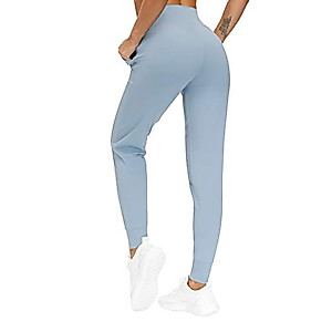 THE GYM PEOPLE Women's Joggers Pants Lightweight Athletic Leggings Tapered Lounge Pants for Workout, Yoga, Running (Medium, Denim Blue)
