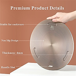 Heat Conduction Plate for Gas Stove, Beswarmy Heat Diffuser Cooking Induction Adapter Plate with Removable Handle, Coffee Milk Cookware Simmer Ring Plate Induction Hob Heat Cooking 6.3inch