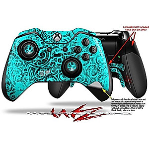 Folder Doodles Neon Teal - WraptorSkinz Decal Style Vinyl Skin Wrap compatible with XBOX One ELITE Wireless Controller (CONTROLLER NOT INCLUDED)