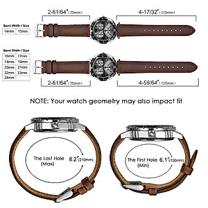 BISONSTRAP Watch Strap 18mm, Vintage Leather Replacement Watch Band, Brown