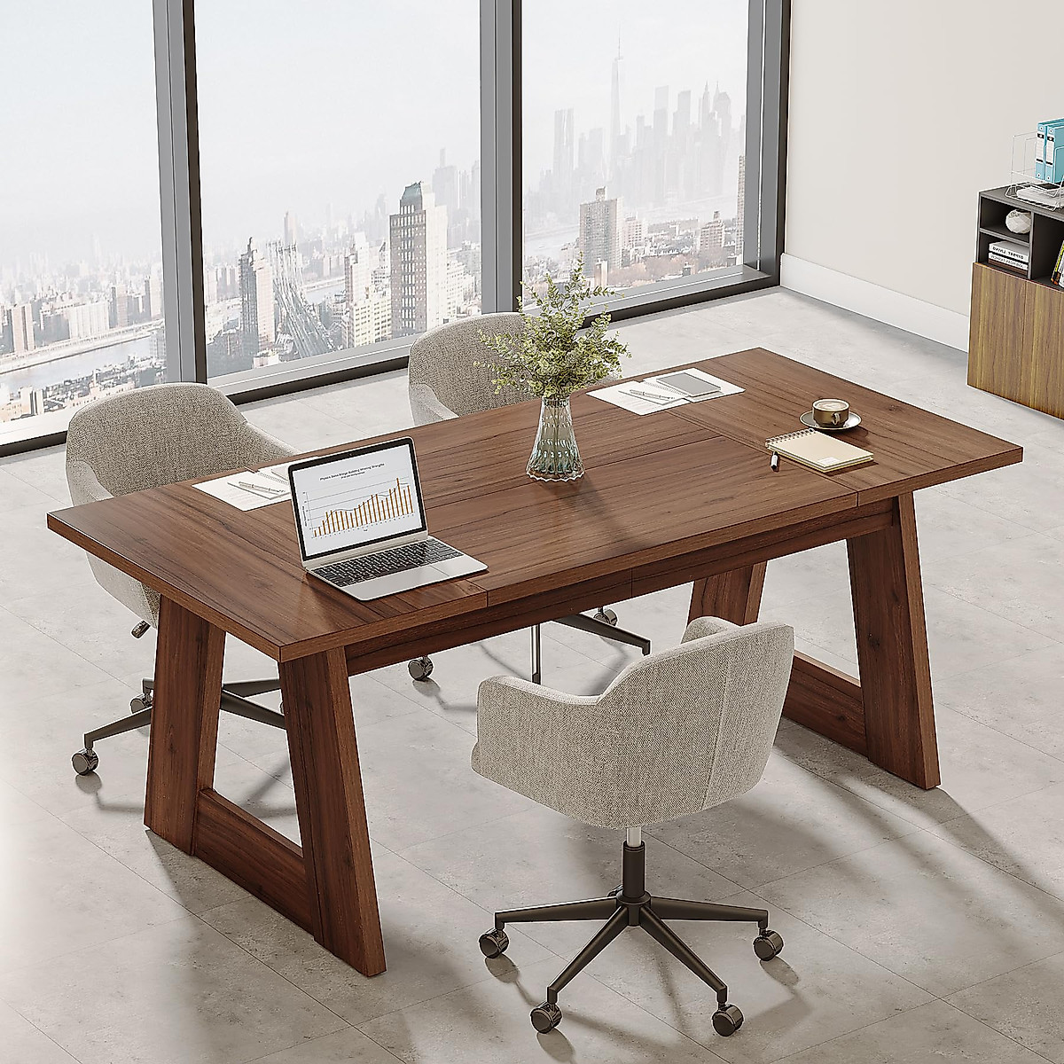 Tribesigns 63-Inch Executive Desk, Large Computer Office Desk, Modern Laptop Desk Study Writing Table Workstation for Home Office, Rustic Brown