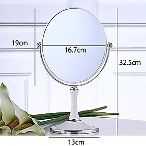 KONGZIR Bathroom Mirror Cosmetic Mirror 3X Magnification Desktop Oval 360 deg; Swivel HD Mirror Travel Mirror Princess Princess Double-Sided Inner Portable Mirror
