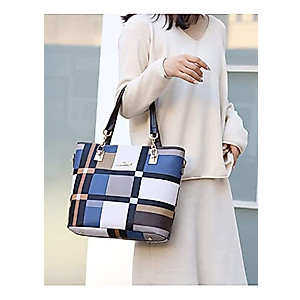 GJGJTER Women Synthetic PU Leather Tote Satchel Crossbody One-shoulder Portable Messenger Bag 6pcs Set Top-Handle Handbags-Black