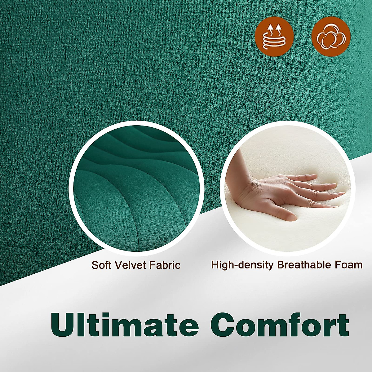 Youhauchair Modern Bar Stools Set of 2, Velvet Height Adjustable Swivel Barstools, Armless Kitchen Island Counter Chairs with Back & Footrest, Green