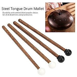 4Pcs Steel Tongue Drum Stick Mallets Rods Rubber Tongue Drum Mallet with Wood Handle Rubber Percussion Mallets Xylophone Mallet Drumstick Percussion Instrument Parts, 6.5 Inch