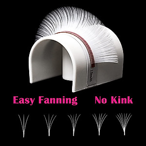 Eyelash Extension 0.07 Colored Easy Fan Lashes White D Curl Self Fanning Lashes Colored, Volume Lash Extensions (White 0.07D, 15-20mm)