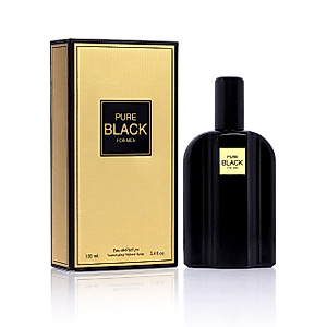 PURE BLACK,Eau de Parfum Spray Perfume, Fragrance For Women-Daywear, Casual Daily Cologne Set with Deluxe NovoGlow Suede Pouch- 3.4 Oz Bottle- Ideal EDT Beauty Gift for Birthday, Anniversary