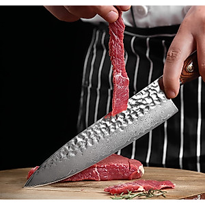 Kimfeng Damascus Chef Knife Handmade 67-Layer Folding Kitchen Knives 8 Inch Professional Chef Knives Japanese VG10 Core Stainless Steel Forging Corrosion Resistance