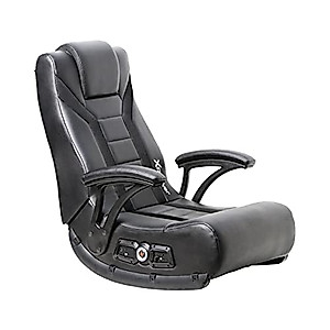 X Rocker Jynx Floor Gaming Chair, Headrest Mounted Speakers, 2.1 Bluetooth Audio System, Wireless, Recliner with Padded Armrest, 5111601, 37.01" x 22.83" x 34.65", Black