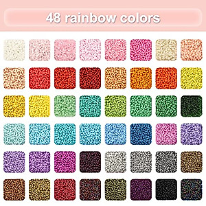 QUEFE 40000pcs 2mm Glass Seed Beads for Jewelry Making Kit, 440pcs Letter Beads 100pcs Smiley Face Beads & 100pcs Evil Eye Beads for Bracelets Necklace Ring Making DIY Art Craft Gifts