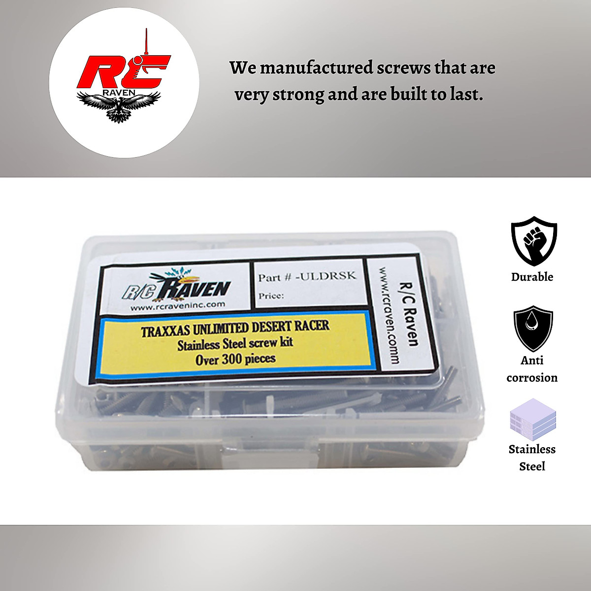 RC Raven RC Screw Kit for Unlimited Desert Racer with over 300 pcs Stainless Steel RC Car Tool Kit including Head Screws, nuts, Washers and Set Screws