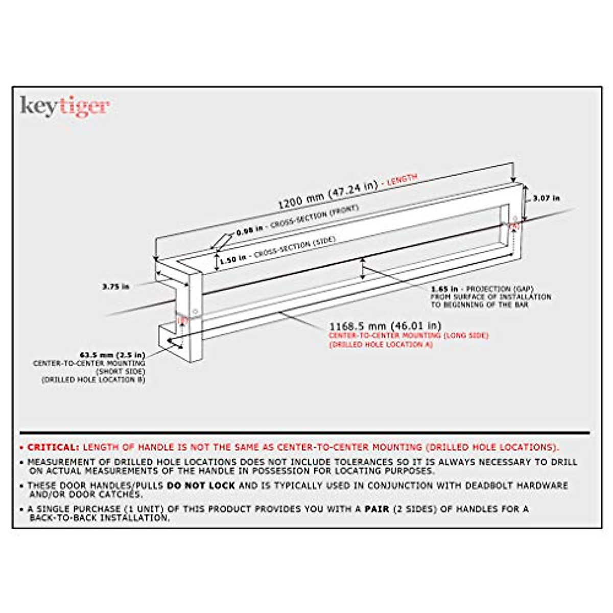 48 Inch Square Rectangle Flat Shape Stainless Steel Modern Contemporary Entry Door Handle Bar Pull Shower Glass Sliding Barn Door Entrance Interior Exterior Door Pull Push Brush Nickel Satin Finish