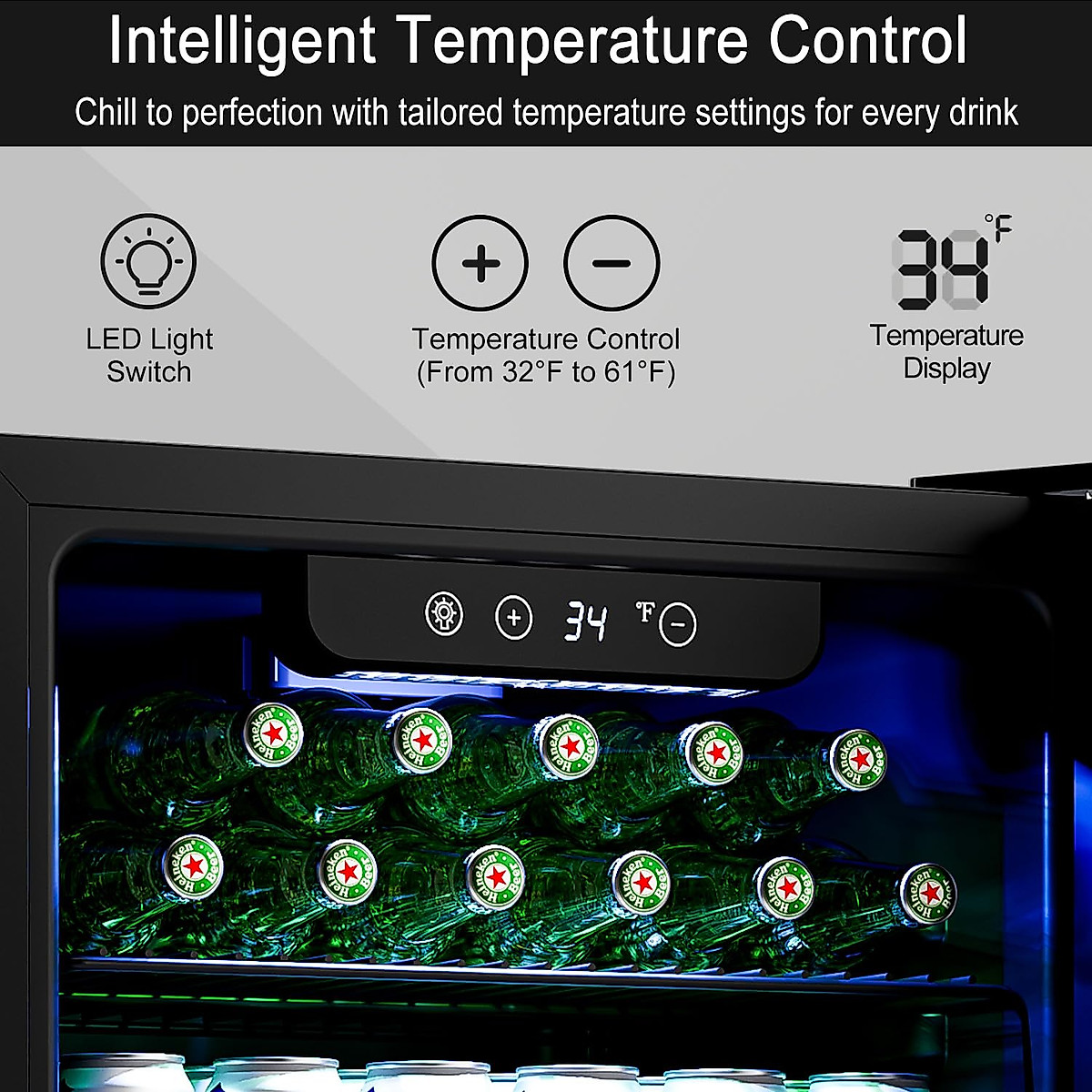 Feelfunn Beverage Refrigerator Cooler - 126 Can Mini Fridge Glass Door for Drinks Soda Beer Wine - Small Refrigerator for Office Bedroom Home Bar, 4 Adjustable Shelves, 3.2 Cu.Ft, Silver