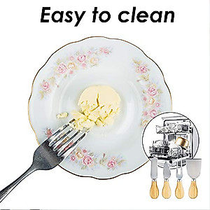 Set of 8, Wood Handle Cheese Knives and Spreaders, DaKuan Cheese Slicer Cheese Cutter Condiment Knives Set