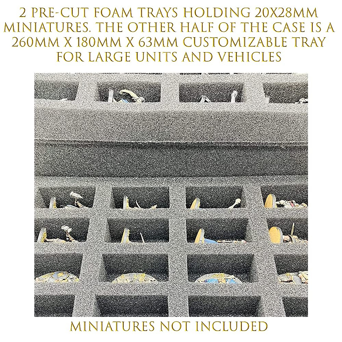 Gargoyle - Miniature Carrying Case - 80 Foam Slots for 28mm Miniature Storage Case - DnD Miniature Storage with Carry Handle - Miniature Case with Large Pick and Pluck Layer -Miniatures Carrying Case