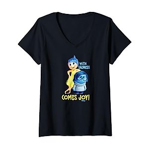 Womens Inside Out - With Sadness Comes Joy! V-Neck T-Shirt
