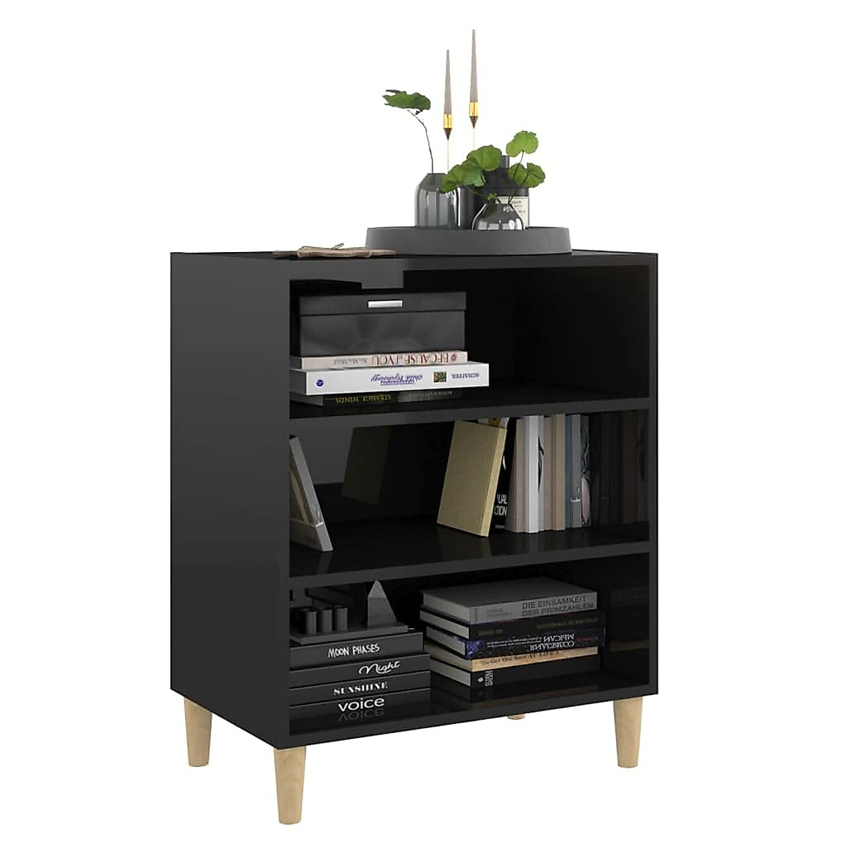 TIFITGO Asomie Sideboard High Gloss Black 22.4"x13.8"x27.6" Engineered Wood Home Furniture Cabinets Fashion Kitchen Indoor Storage Buffets Sideboards Storage Cabinet US Stock Fast Shipment Black