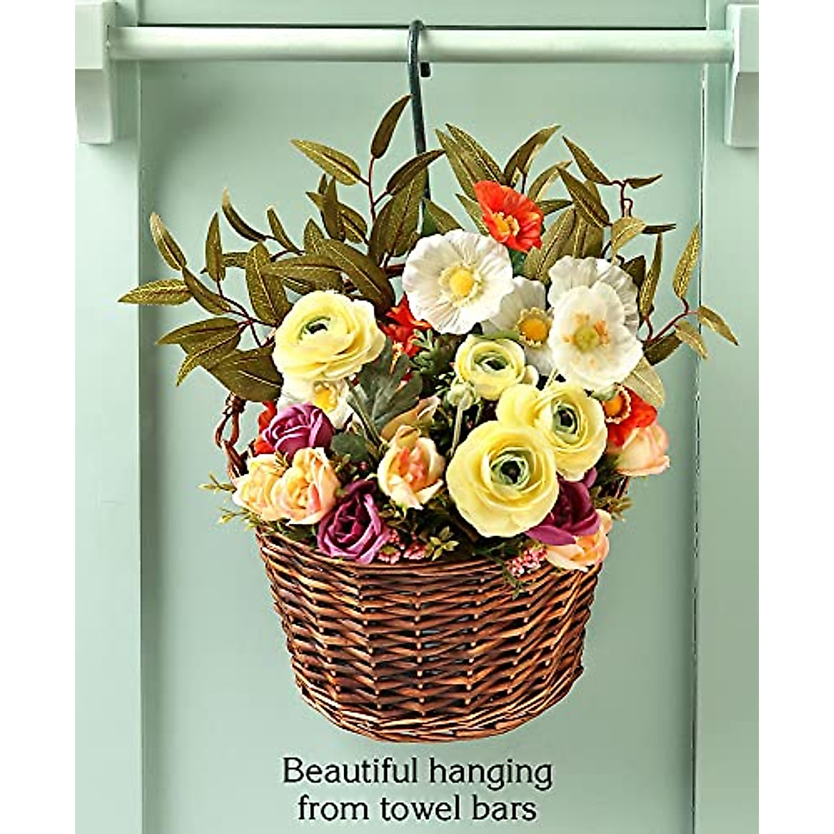 The Lakeside Collection Hanging Wicker Wall Basket with Plastic Liner for Indoor Display