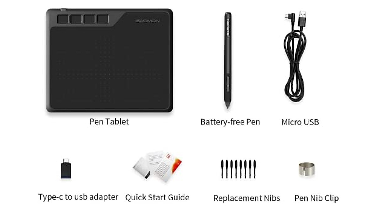 GAOMON S620 Graphics Tablet 6.5 x 4 Inches Pen Tablet with 4 Express ...