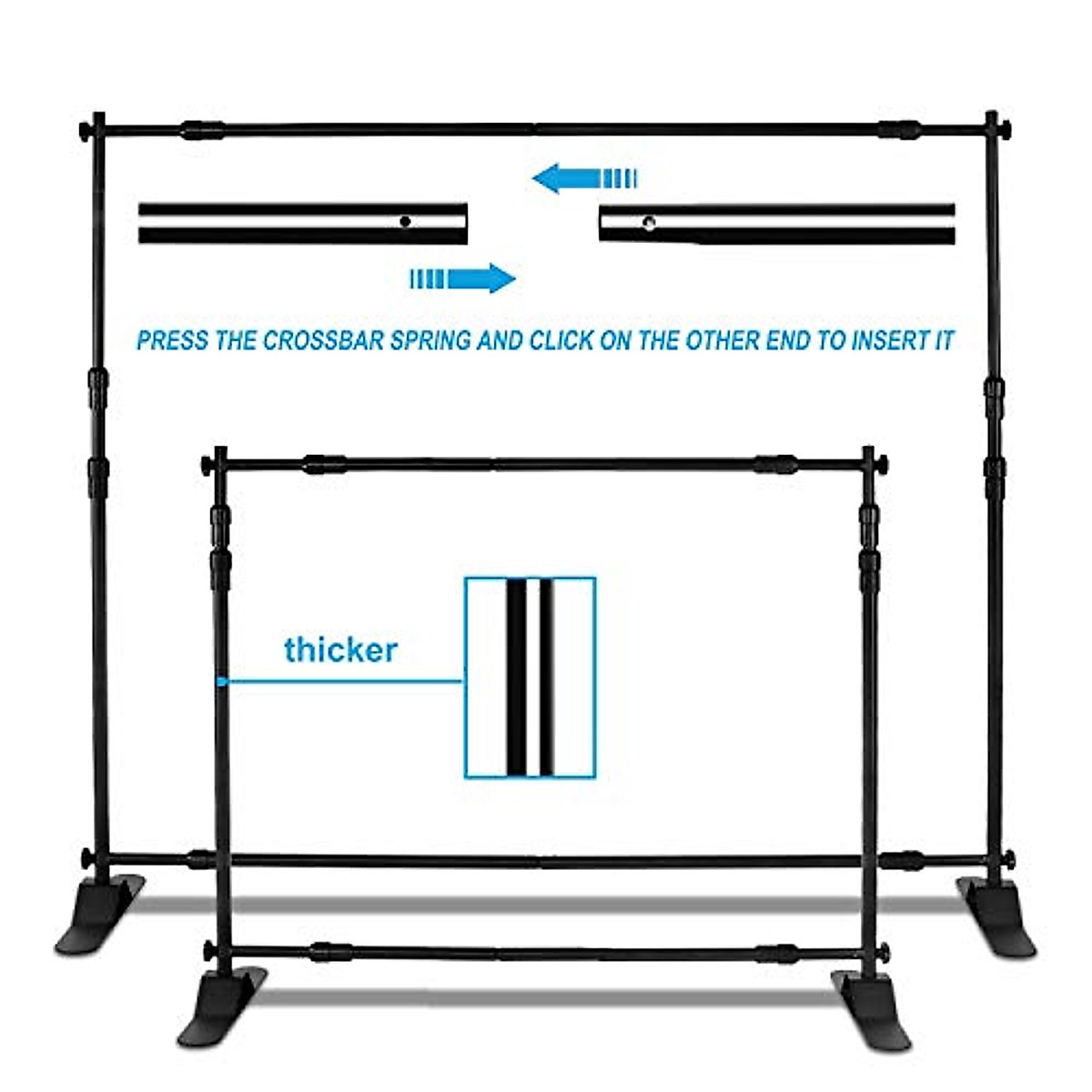 AkTop 10 x 8 ft Heavy Duty Backdrop Banner Stand Kit, Adjustable Photography Step and Repeat Stand for Parties, Portable Trade Show Photo Booth Background with Carrying Bag