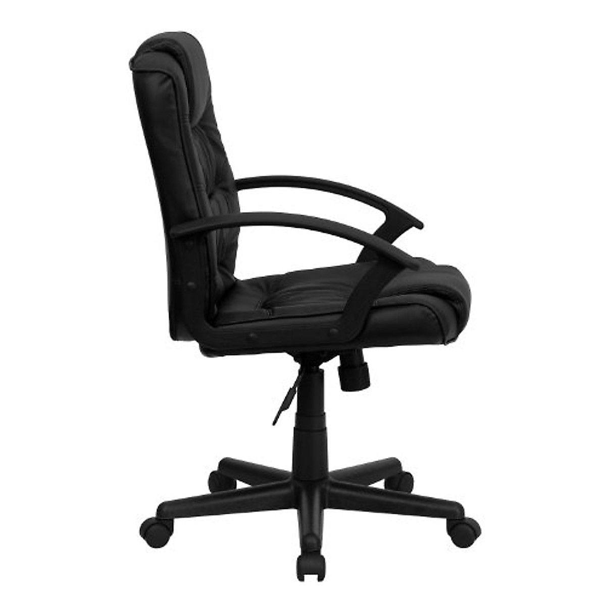 Flash Furniture Lindon Mid-Back Black LeatherSoft Swivel Task Office Chair with Arms