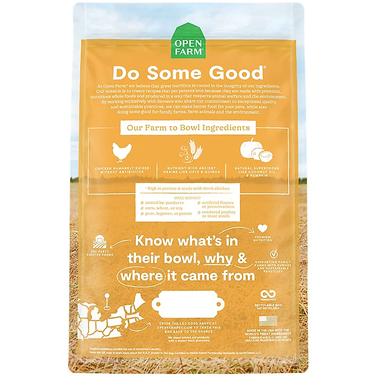 Open Farm Ancient Grains Dry Dog Food, Humanely Raised Meat Recipe with Wholesome Grains and No Artificial Flavors or Preservatives (Harvest Chicken Ancient Grain, 4 Pound (Pack of 1))