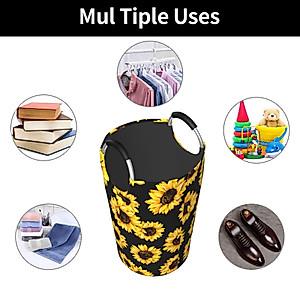 YISUMEI Laundry Basket Clothes Hamper Collapsible Durable Dirty Clothes Storage Laundry Organizer Black Sunflower for Kids Adults Women Gift