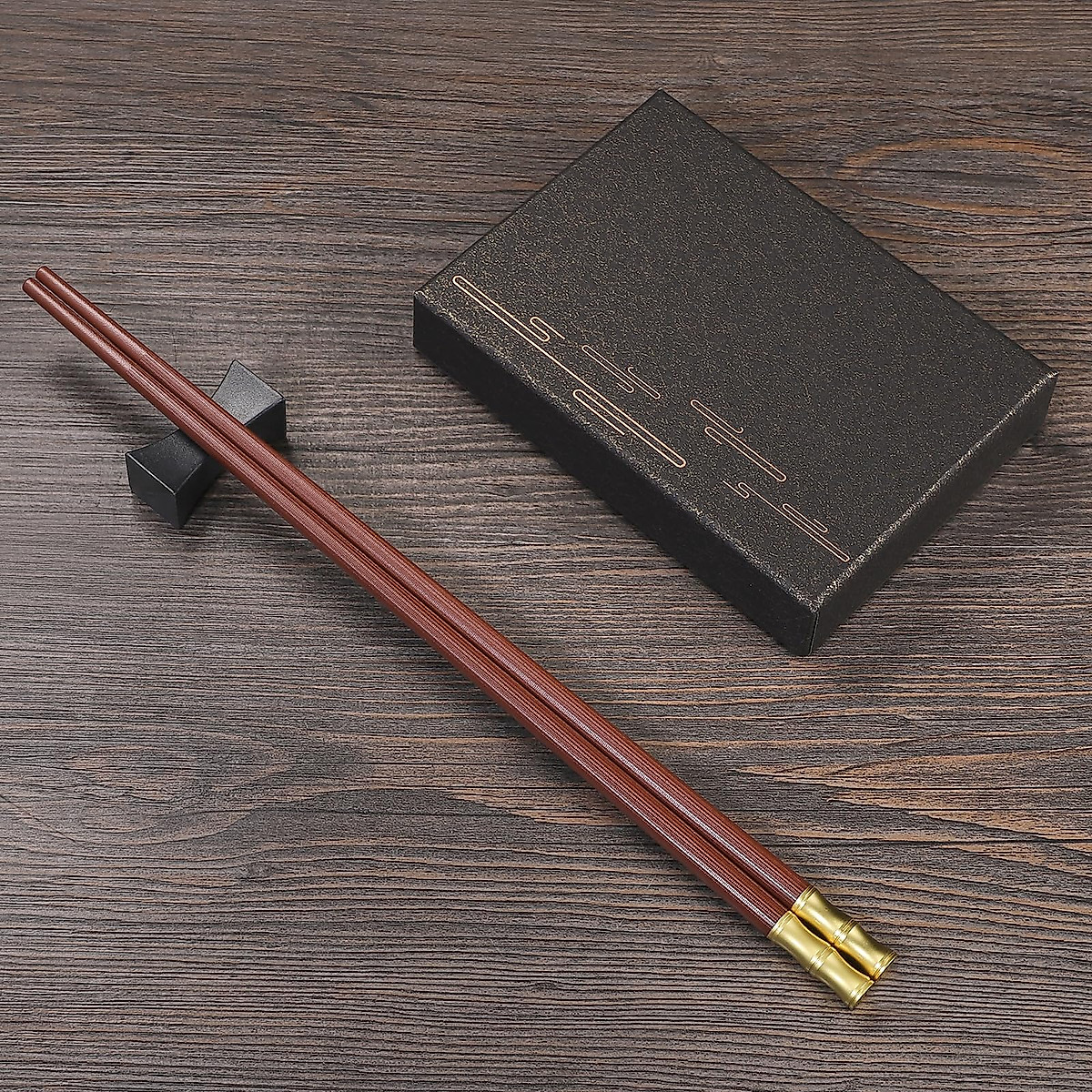 Youda 10PCS Chopstick Rests Alloy Chopsticks Holders for Holding Spoon Forks Knives(Black)