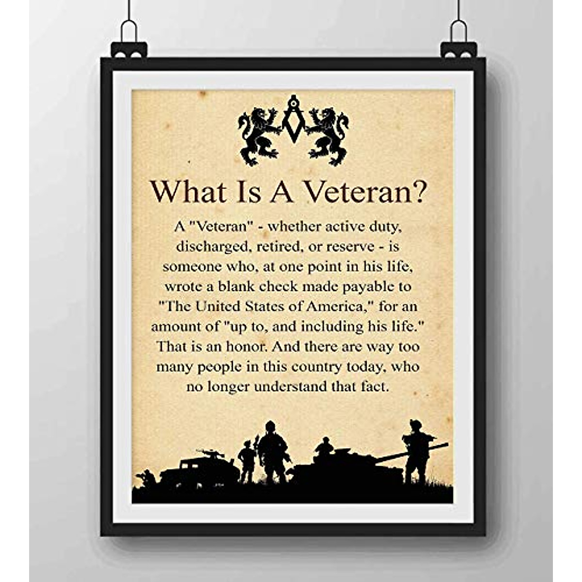 "What Is A Veteran"-Patriotic Wall Art Sign -8 x 10" USA Military Silhouette Poster Print- Ready to Frame. Perfect Decor for Home-Office-Shop-Restaurants. Show Your Gratitude For Our Veterans.