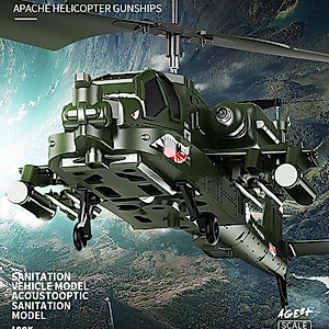 HEBXMF RC Helicopter 2.4GHZ Remote Control Plane, Apache Military Fighter Model, Anti-Drop RC Airplane Dual Motor RC Aircraft Beginner Indoor RC Drone Children's Toy Gift