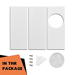 GCGOODS Portable Air Conditioner Window Seal Plates Kit for 5 Inch Diameter Exhaust Hose, 3 Adjustable Mobile AC Window Kit with Plastic Guard Up to 47", Universal Sealing Panels for Sliding Windows