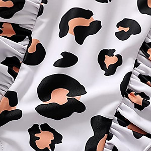 YOUNGER TREE Infant Baby Girl Swimsuit Plaid Beach Bikini Ruffles Swimwear Bathing Suit Outfits (3-6 Months, Leopard)